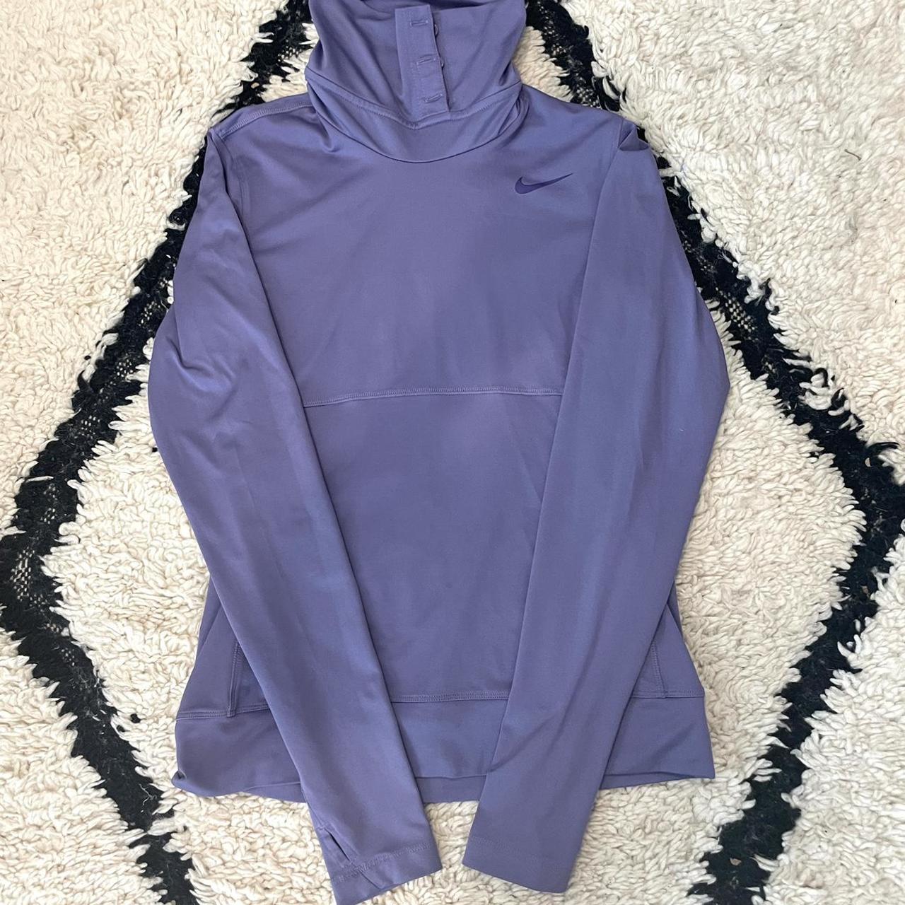 Nike Dri-Fit purple long sleeve button turtle neck... - Depop