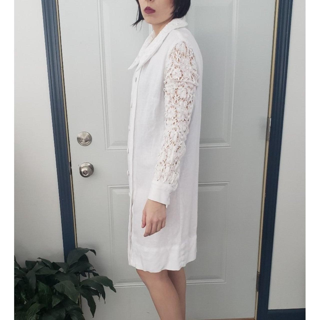Vintage 60s White Mod Dress with Lace Sleeves This... - Depop