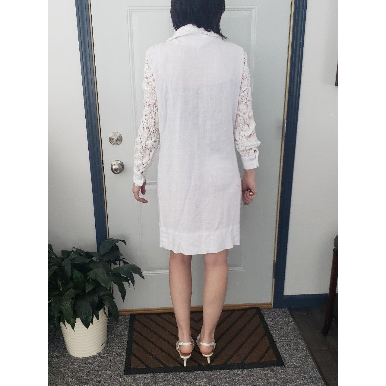 Vintage 60s White Mod Dress with Lace Sleeves This... - Depop