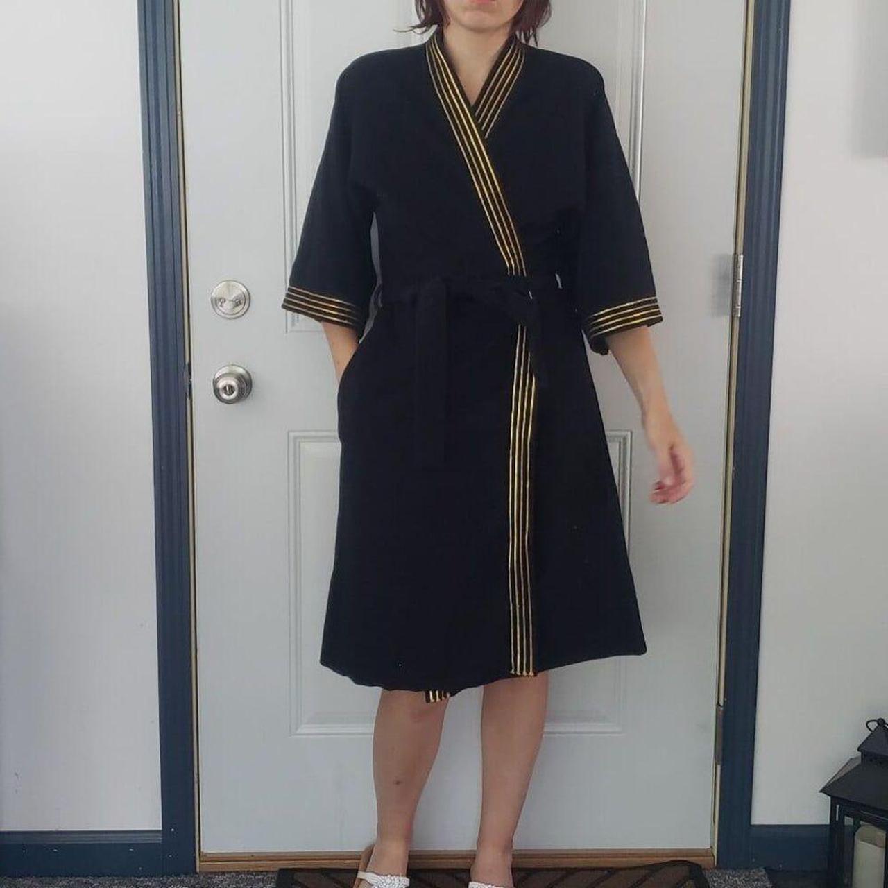 80s Black and Gold Robe This robe from Sears is in... - Depop
