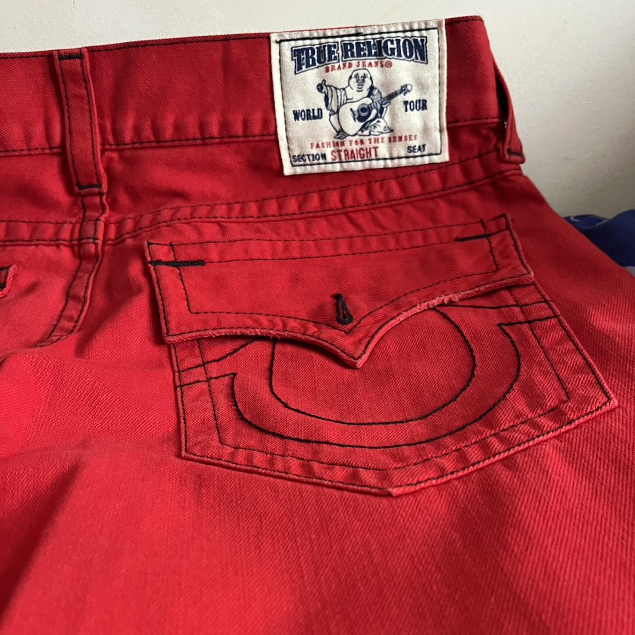 - Limited Edition red straight-leg ripped jeans - in... - Depop