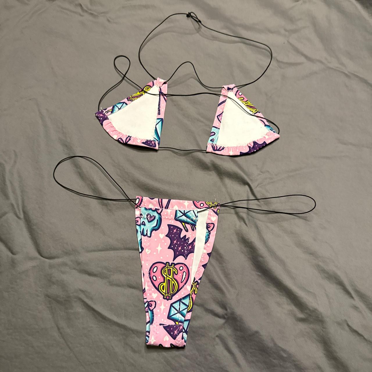 Pink pastel spooky goth stripper microkini bikini... | Depop