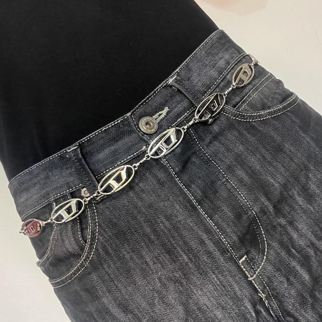 Diesel logo chain silver belt Spellout Diesel logo... - Depop
