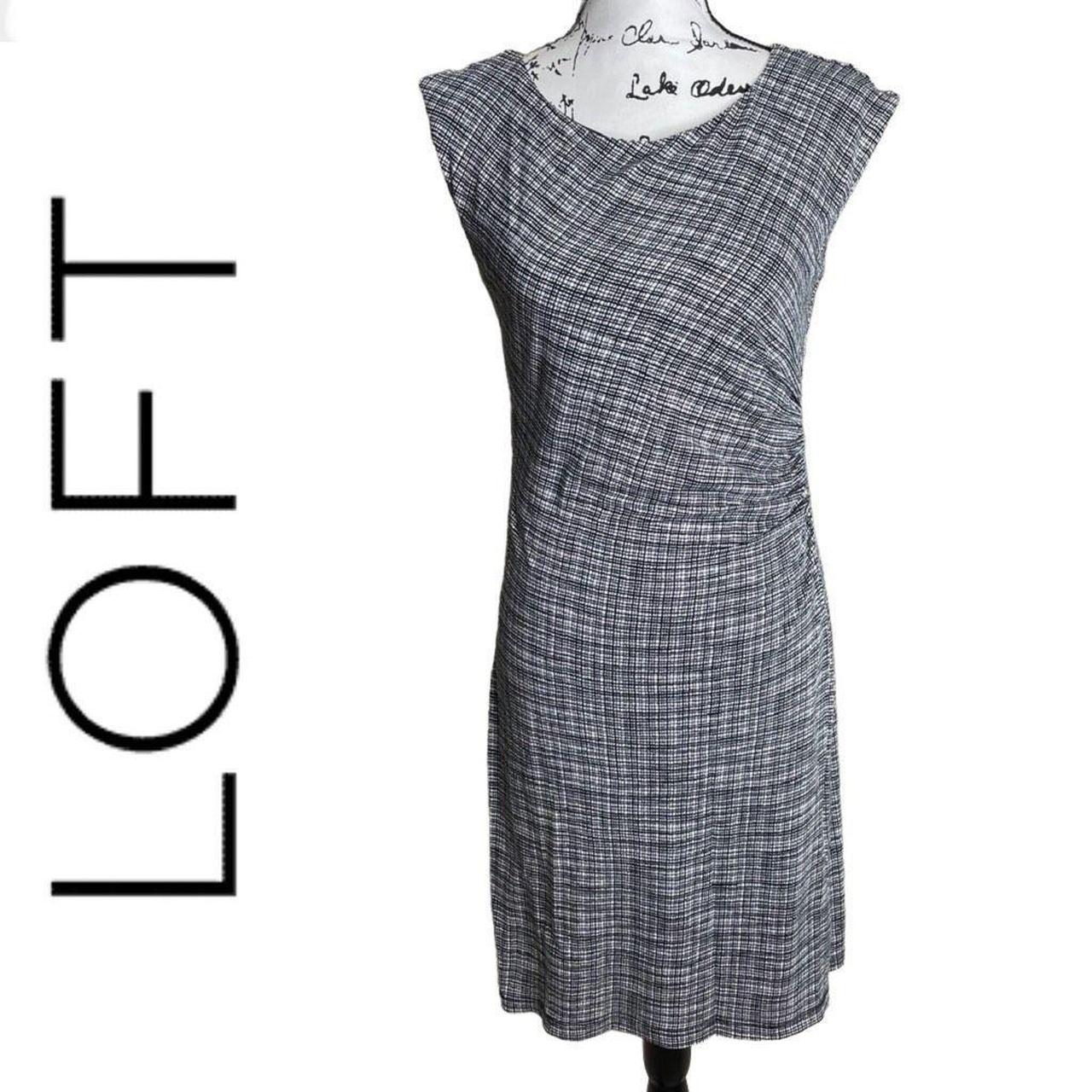 LOFT Women's Black and White Dress | Depop