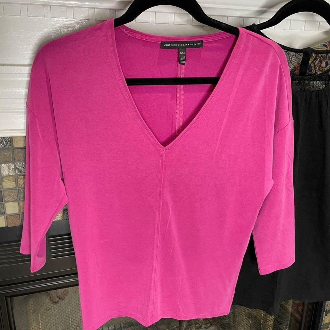 White House Black Market Pink 3 4 Sleeves Top Size Depop