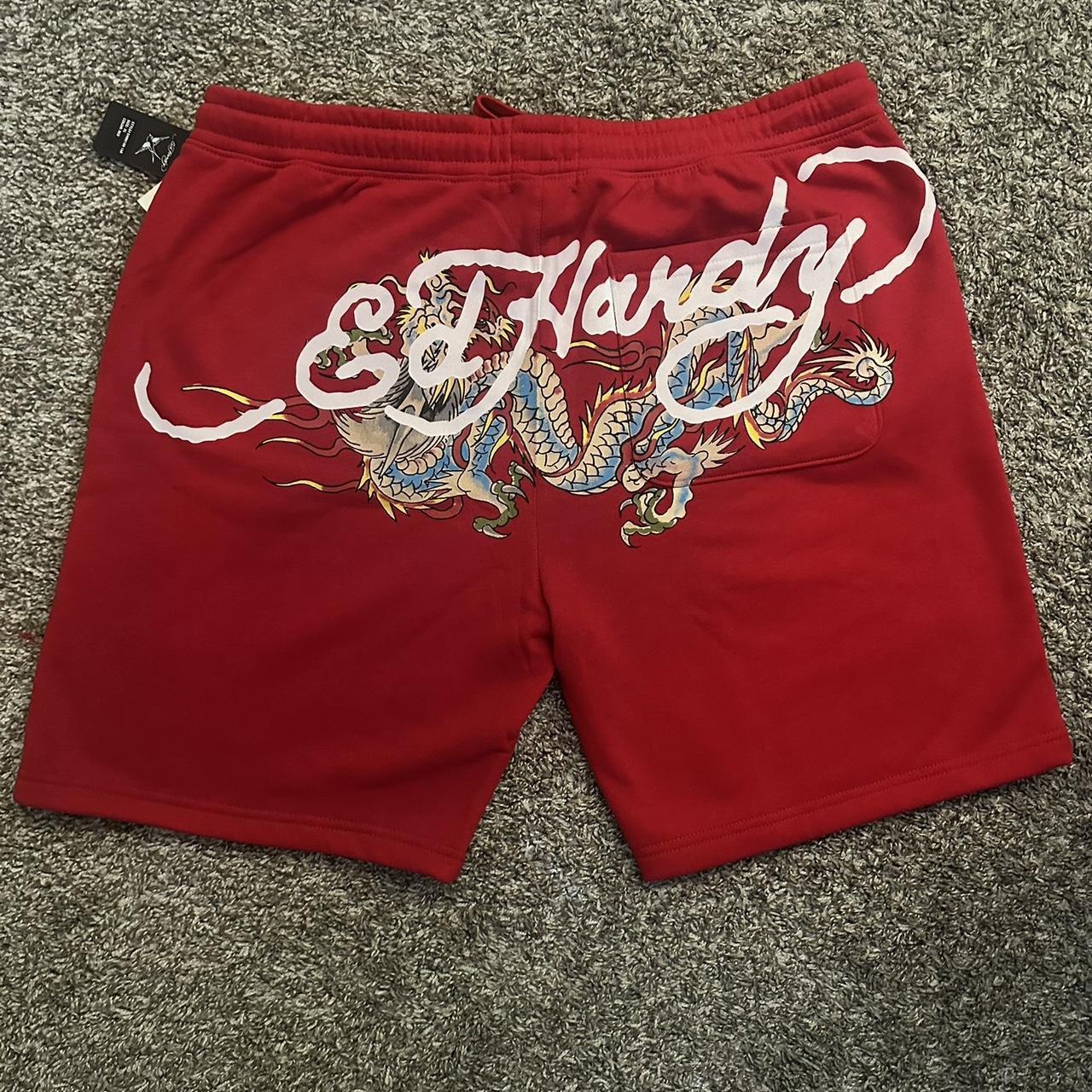 Red Ed Hardy shorts #EdHardy | Depop