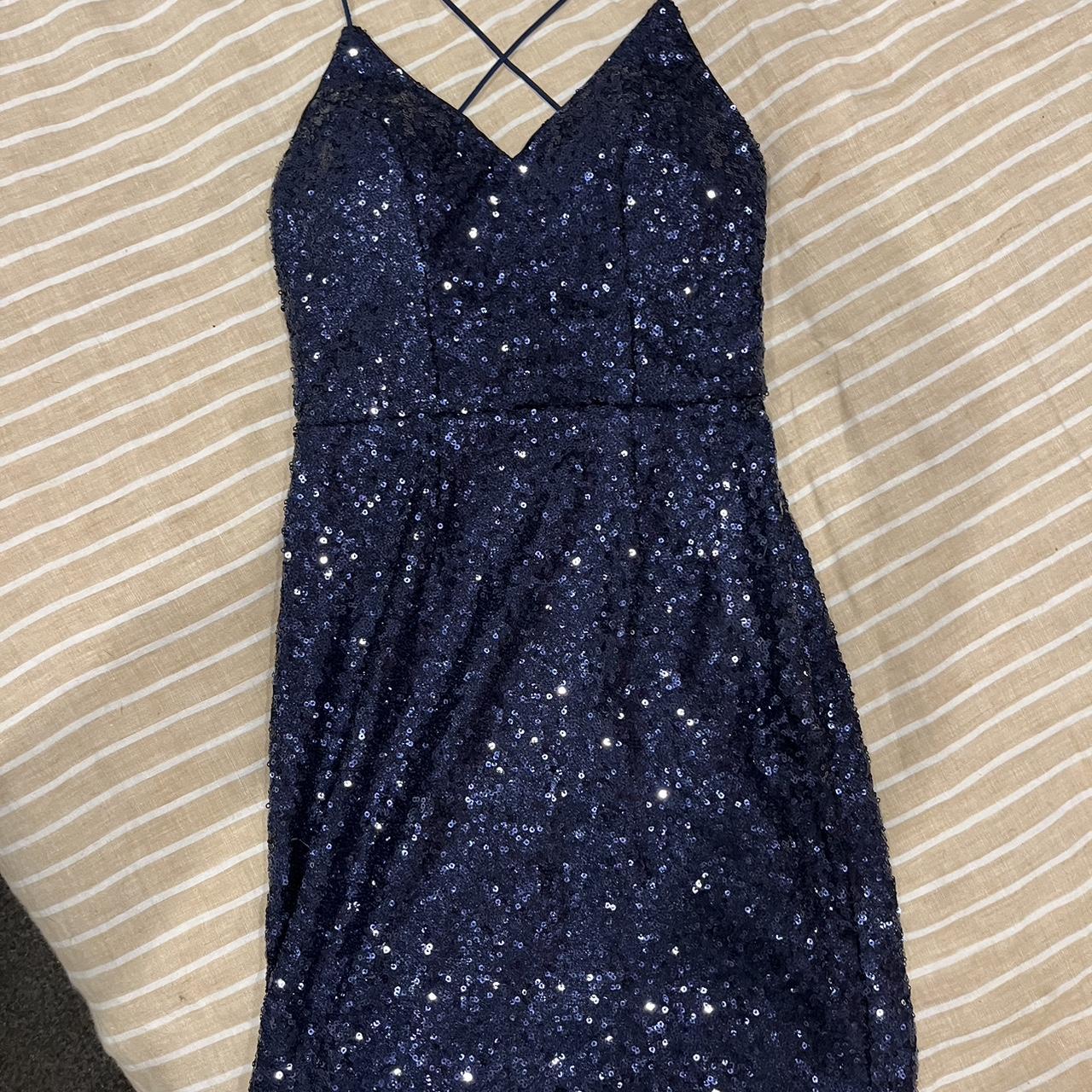 Hello molly xs. Blue sequin mini dress. Worn once.... - Depop