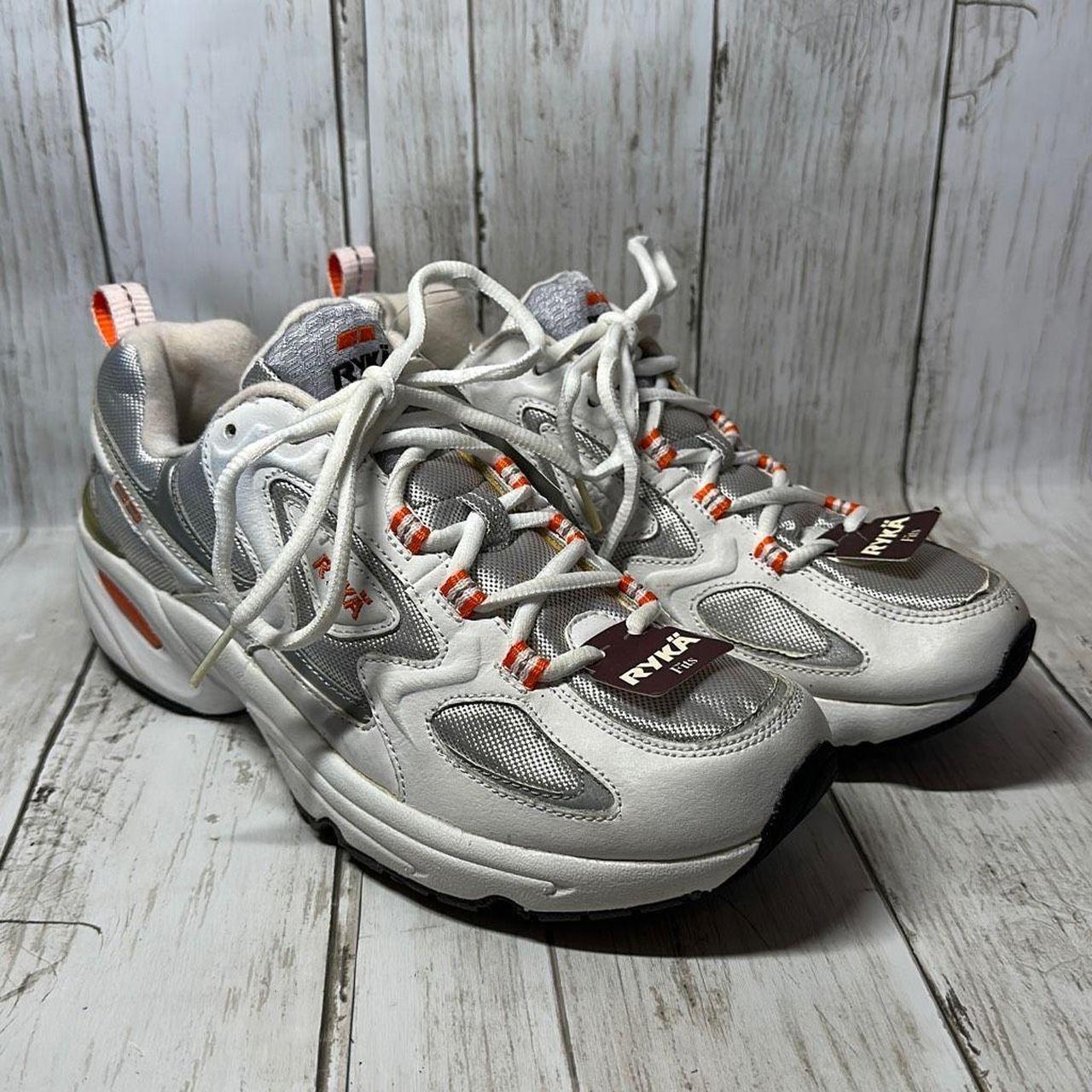 Ryka Women’s White and Silver with Orange Accents... - Depop