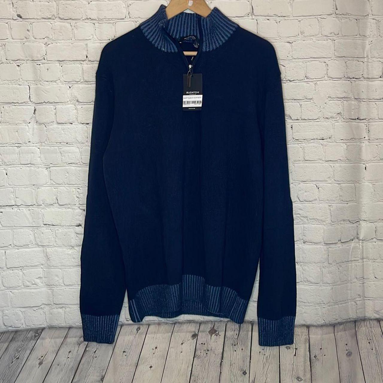 Bugatchi Men’s navy blue mock neck sweater... - Depop