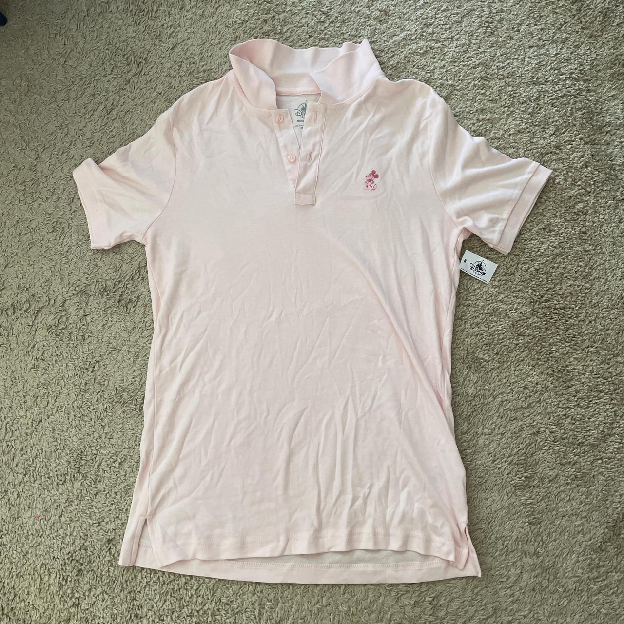 NWT Baby pink polo shirt with Mickey Mouse... - Depop