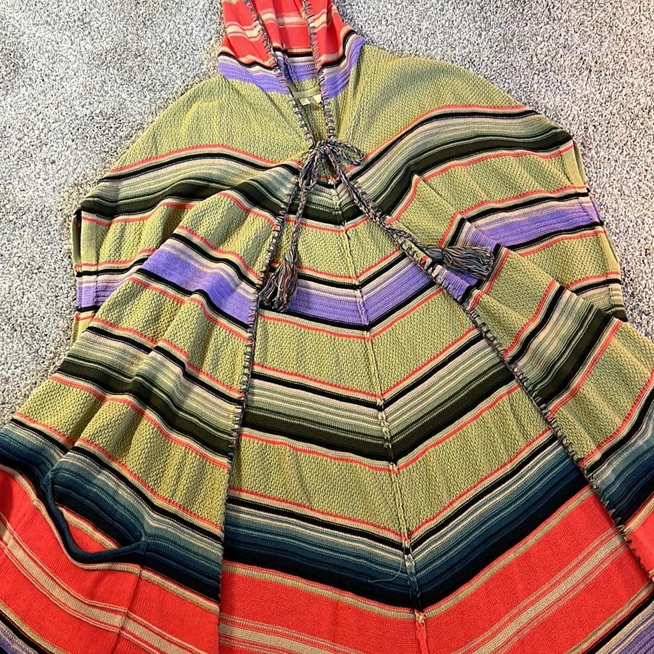 Anthropologie MOTH Calexico Hooded Fringe Poncho... | Depop