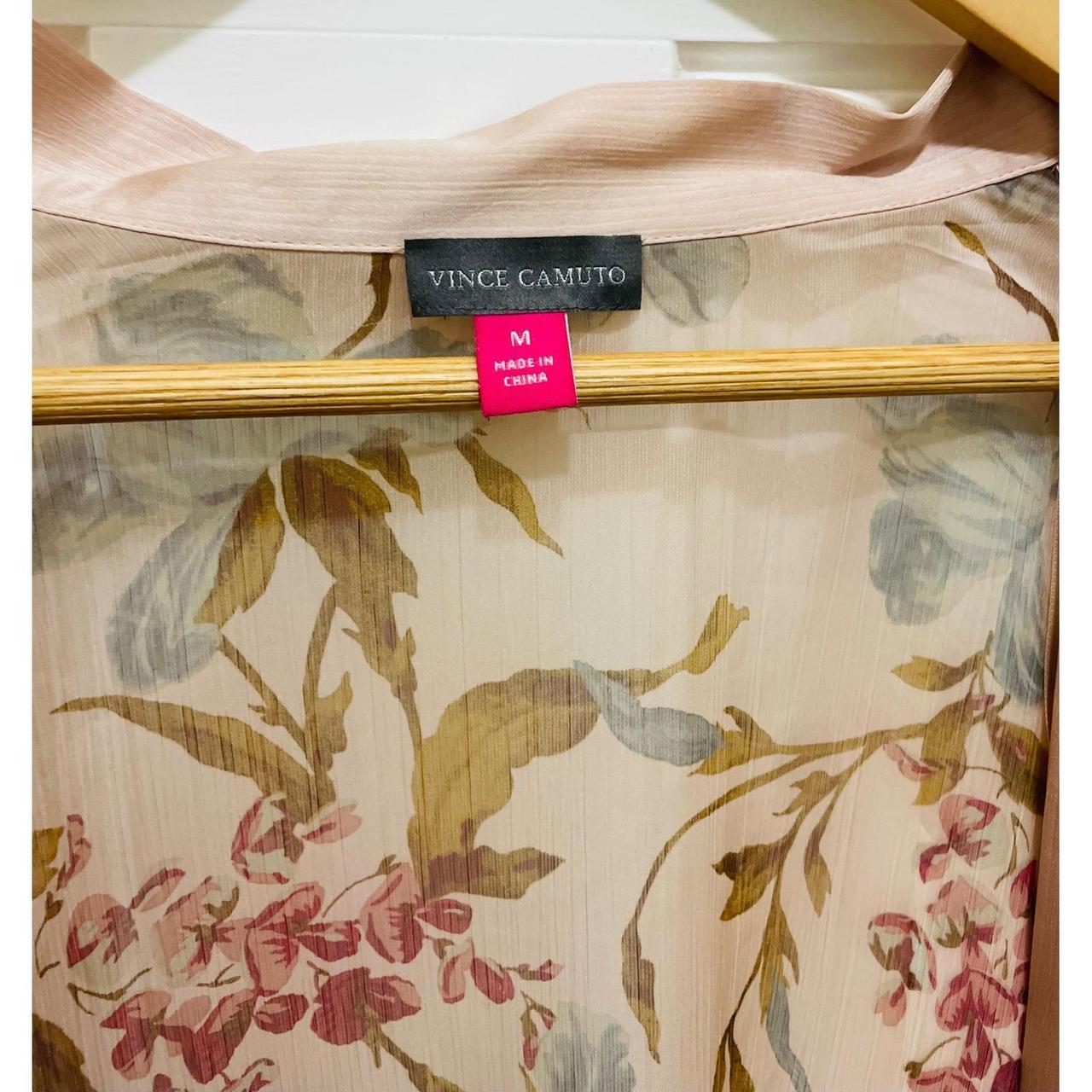 Vince Camuto Floral Print Open Front Kimono Cardigan... | Depop