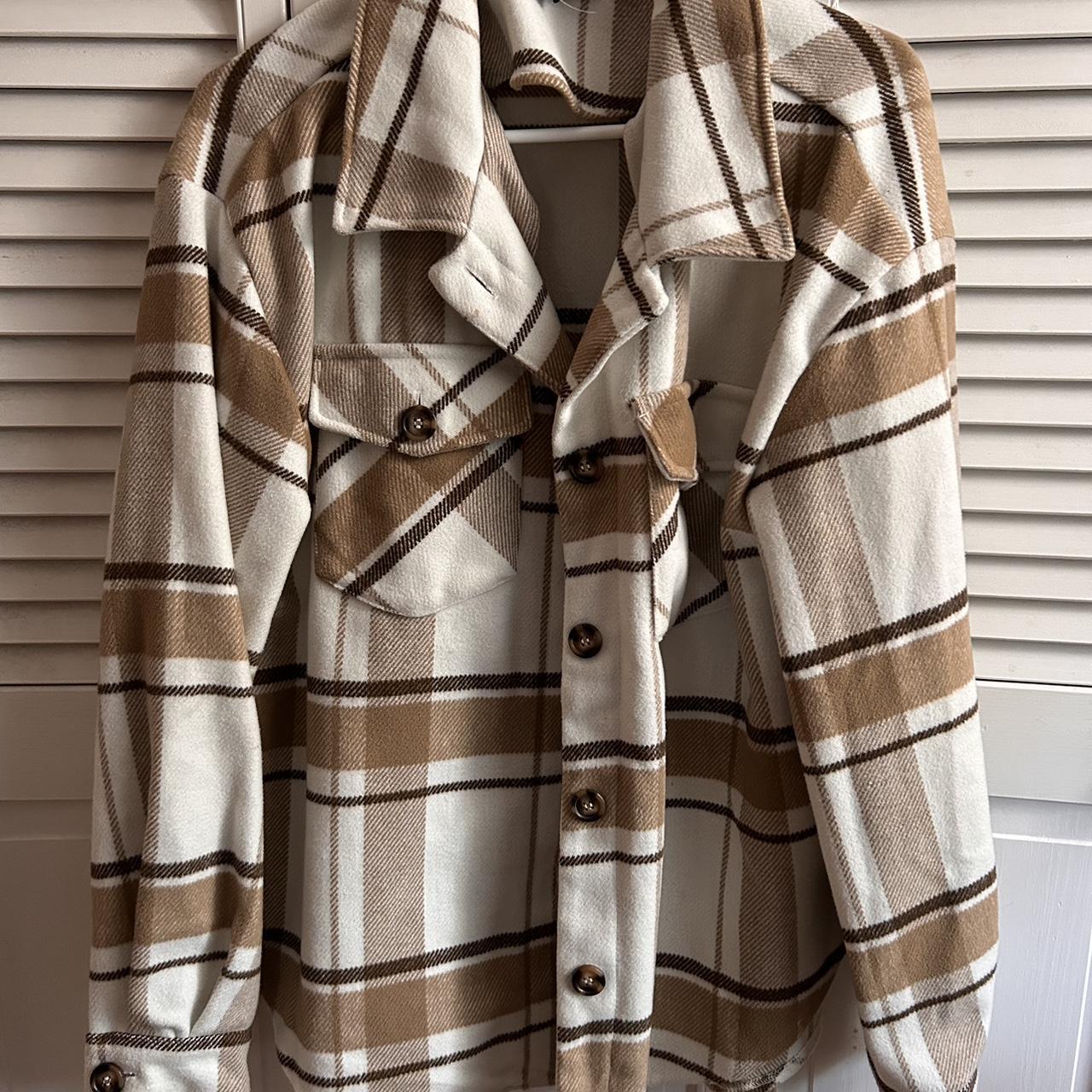 super cute flannel jacket size large - Depop