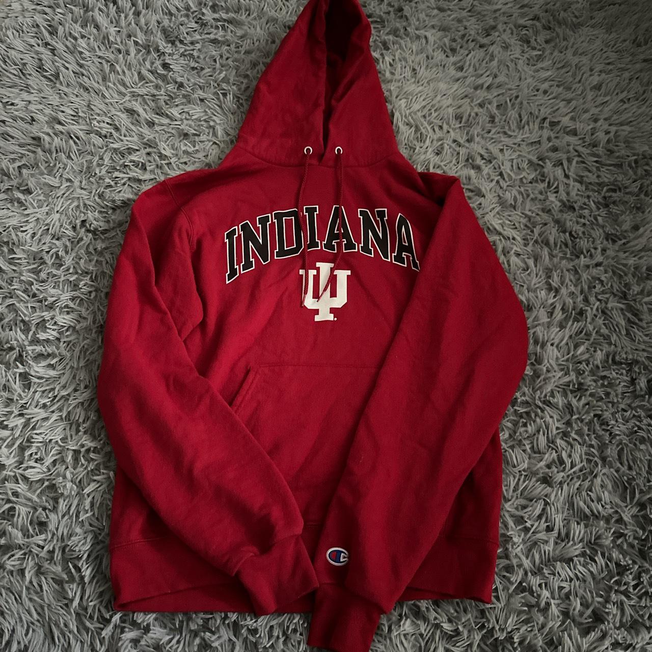Champion red Indiana Bloomington University hoodie... - Depop