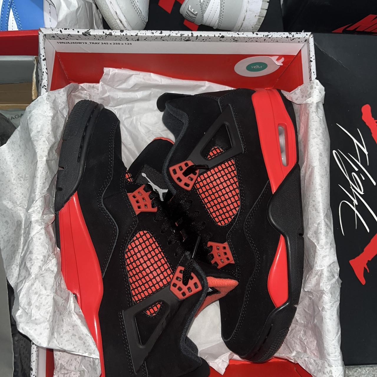 jordan 4 red thunders size UK 8.5 mint condition... - Depop