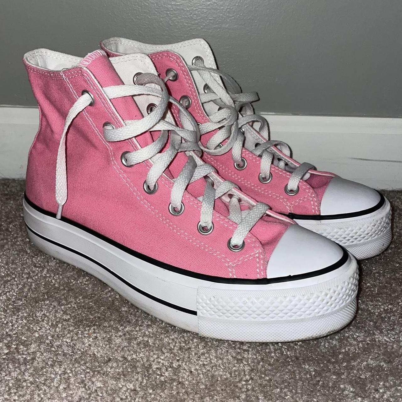 Pink platform hightop converse Lightly worn I’m very... - Depop