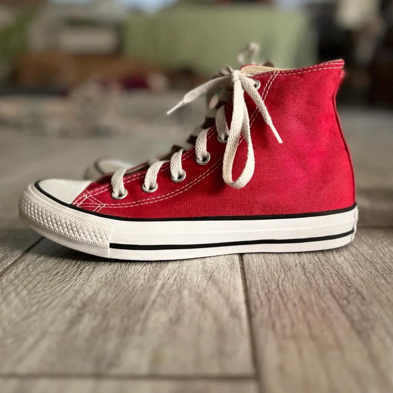 Red Chuck Taylor All Star Converse High Tops size... - Depop