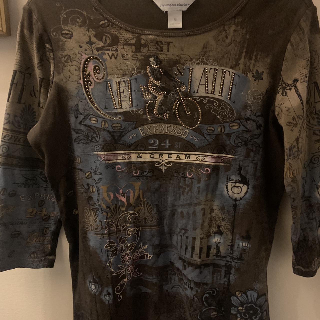 Café latte Christopher & banks shirt with mid... - Depop