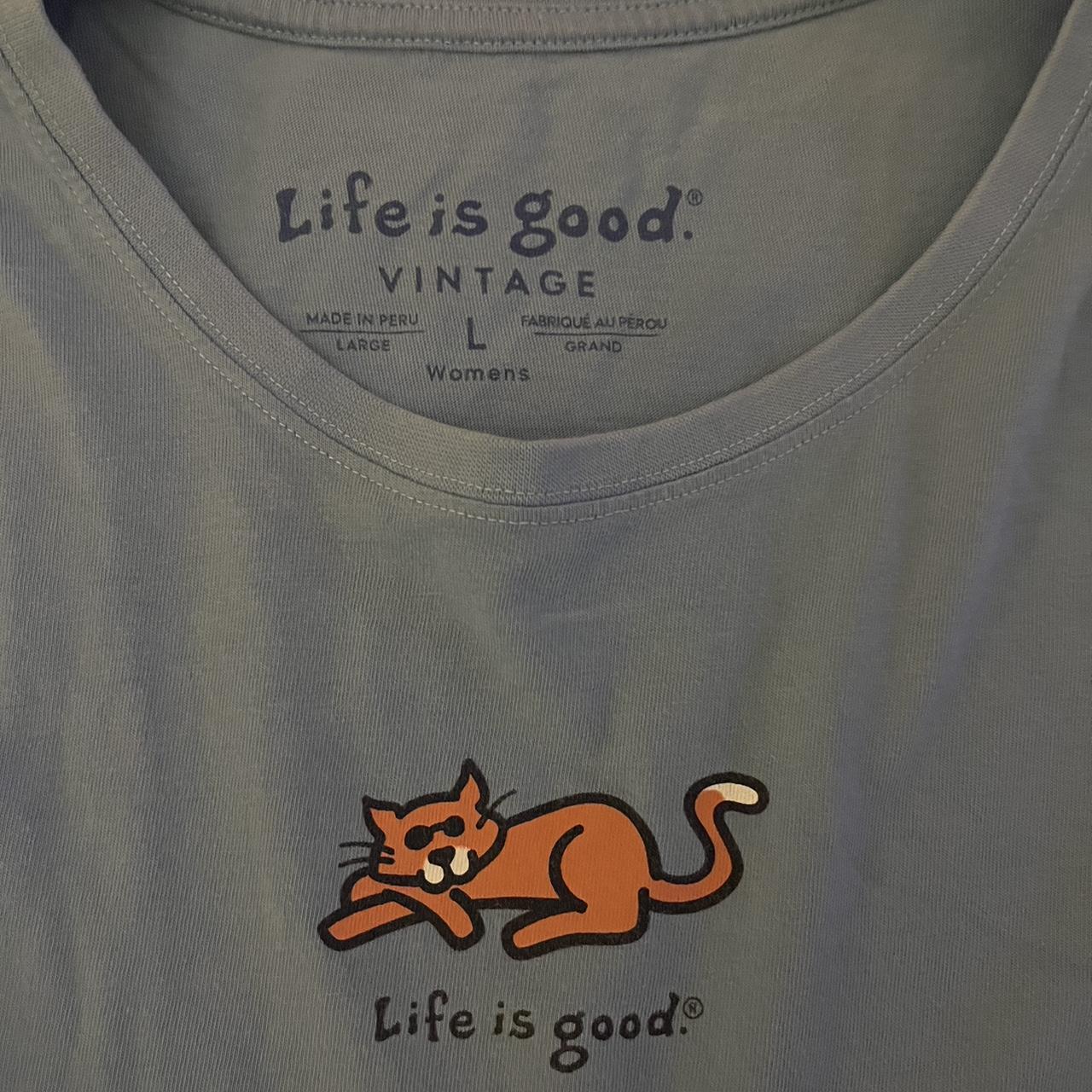 life is good cat shirt. - Depop