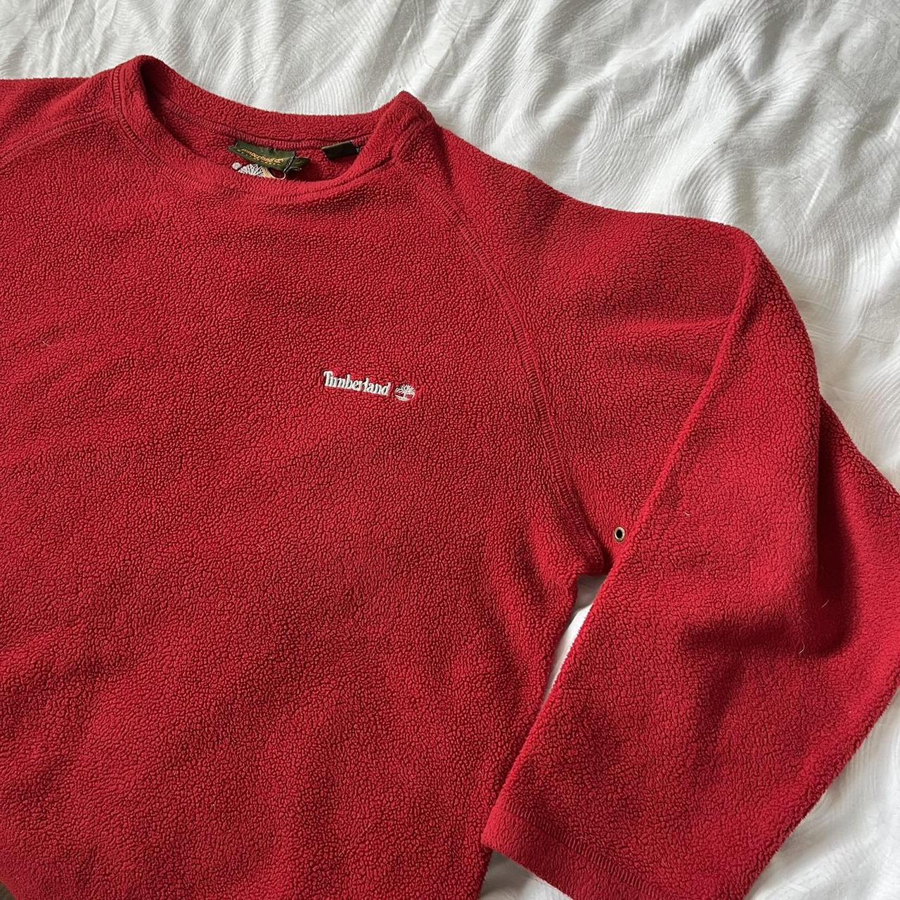 Timberland red fleece jumper - good condition -... - Depop
