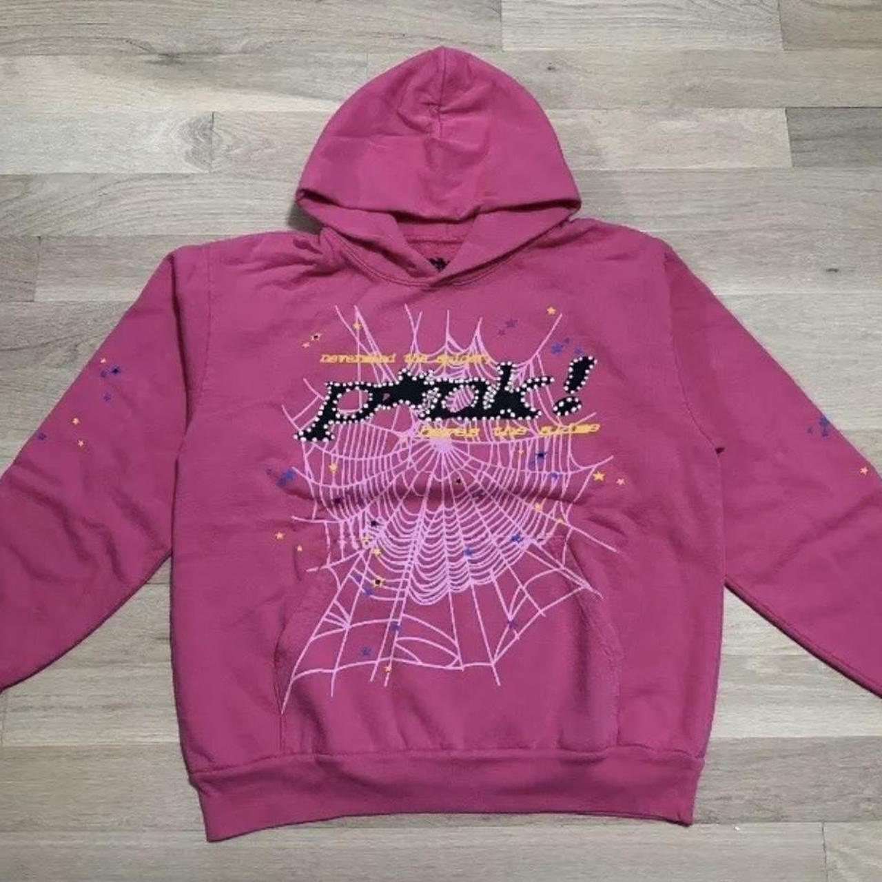 PINK SPIDER HOODIE M TOP AND BOTTOM - Depop