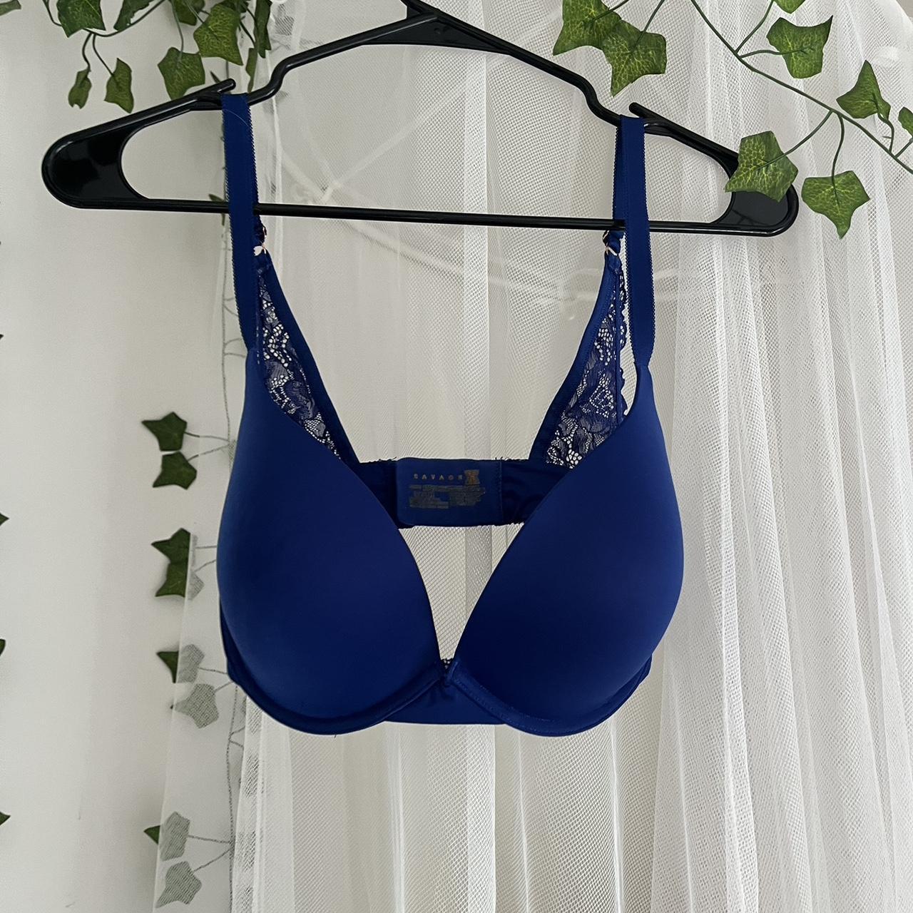 savage x fenty blue push up lace back bra really... - Depop