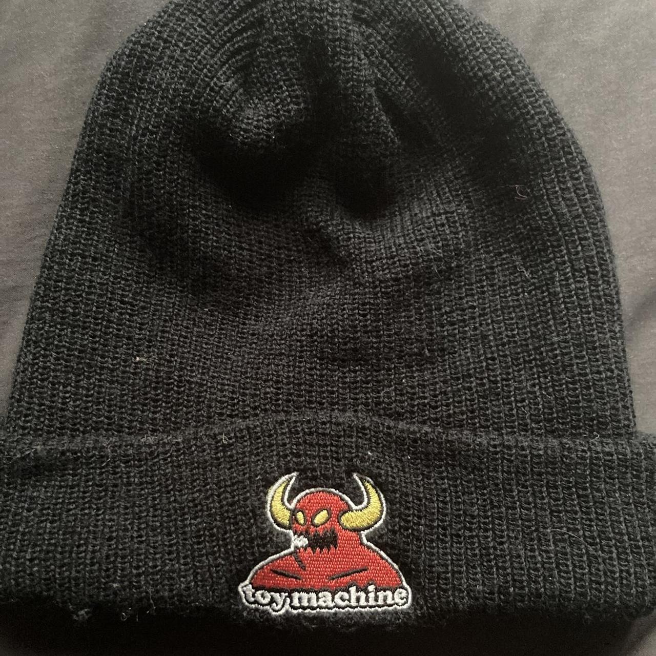 Black Toy Machine Beanie - Depop