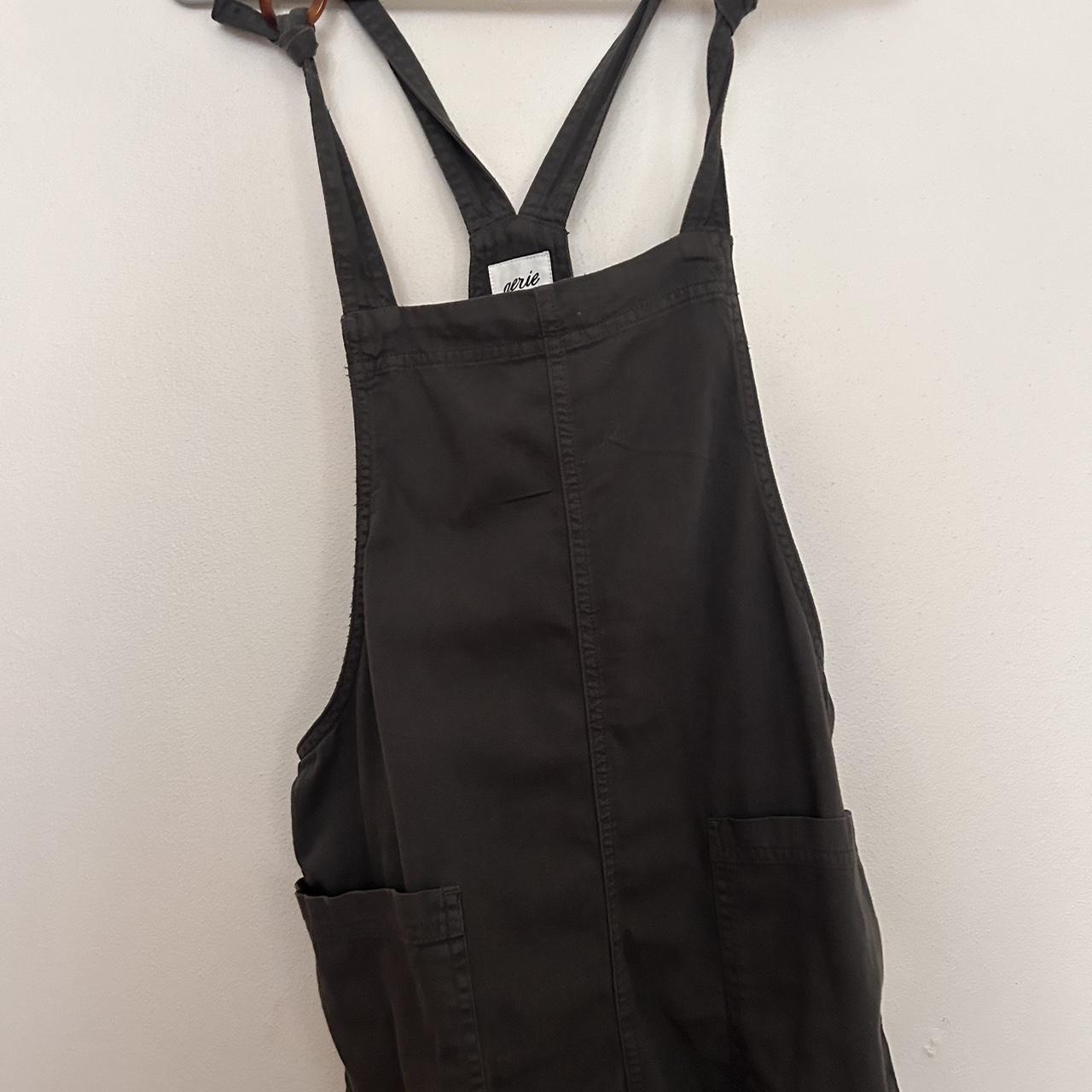 aerie washed black cloth overalls with adjustable... - Depop