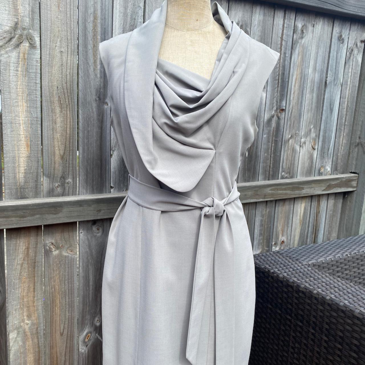 Modcloth grey shift dress. Asymmetrical draping... - Depop