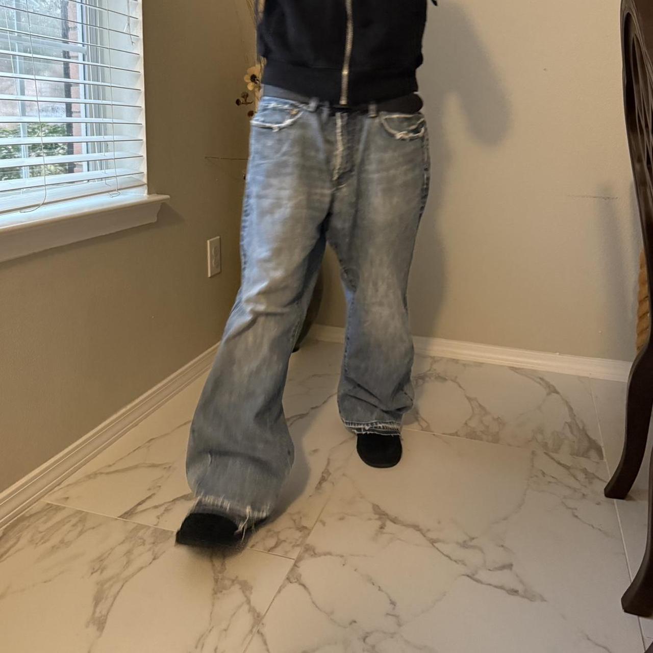 1of1 Blue Jean Custom Flared good for waist... | Depop