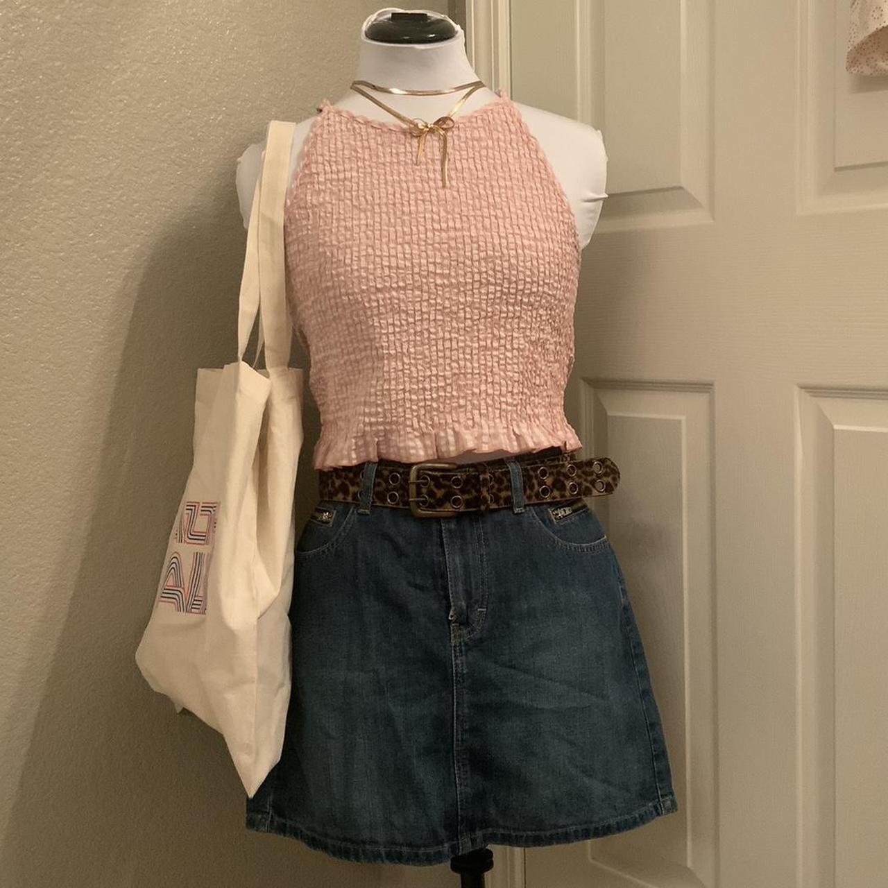 Pink cropped tank top with ruching and elastic back... - Depop