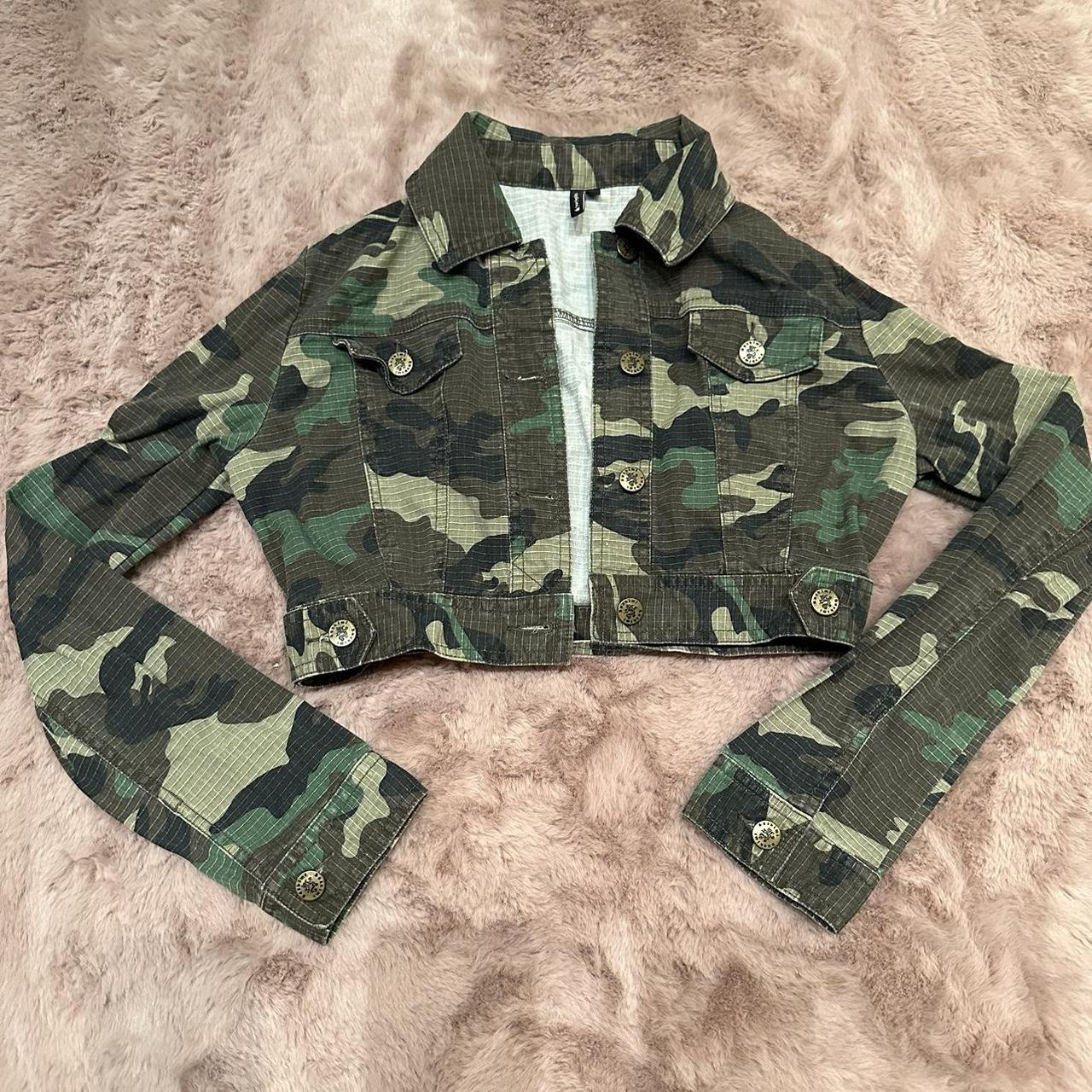 cropped army jacket Early 2000s y2k street wear... - Depop