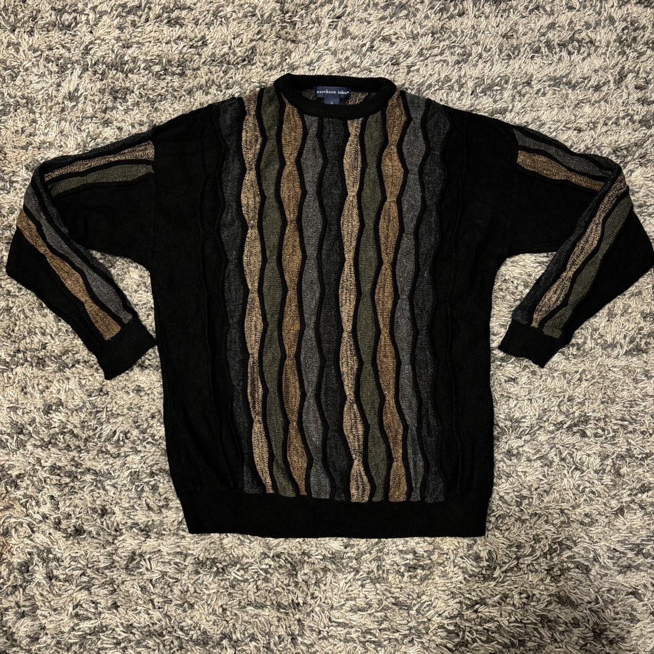 Earth tone coogi style knit sweater XL Great colors... - Depop