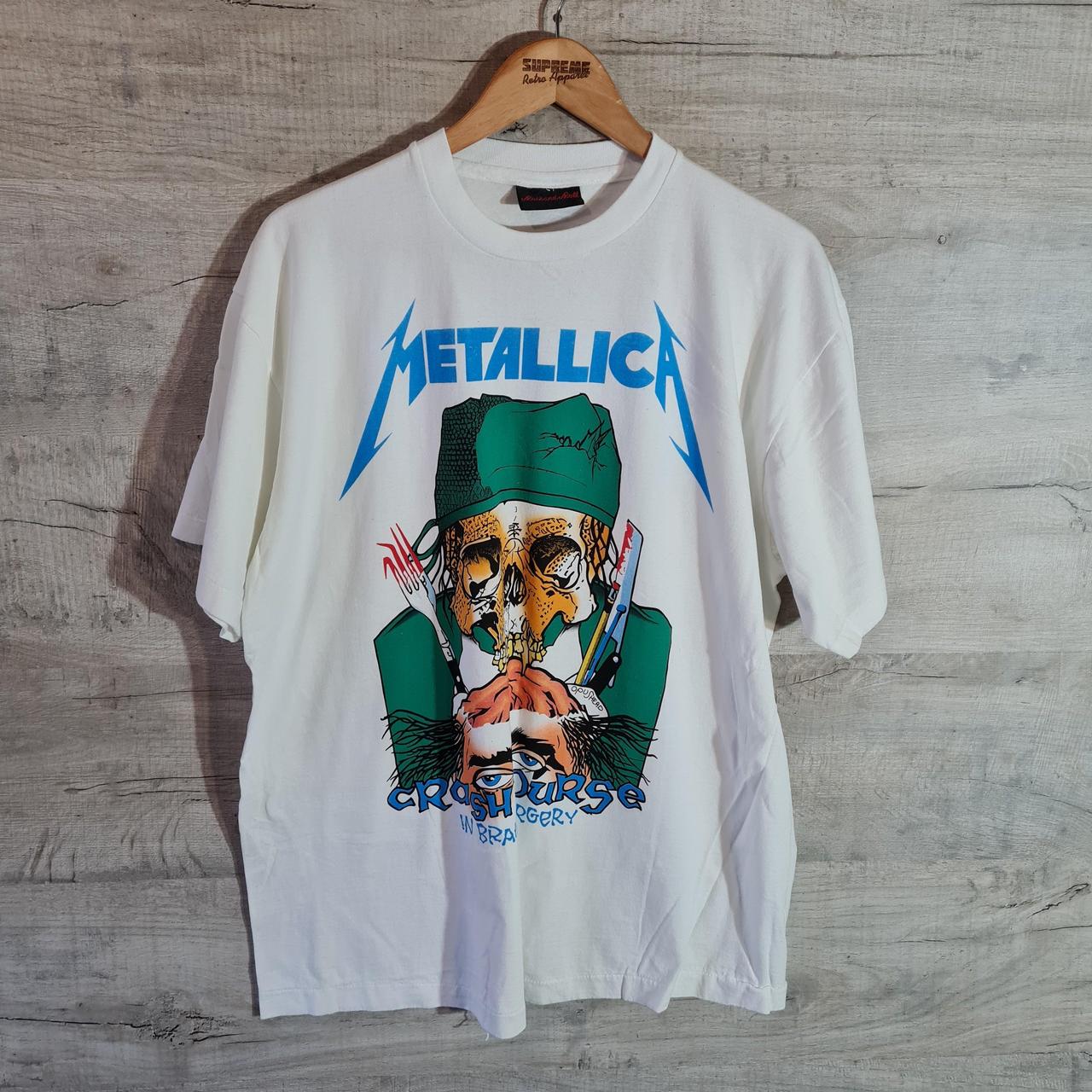 Metallica Single stitch tee shirt white w/ graphic... - Depop
