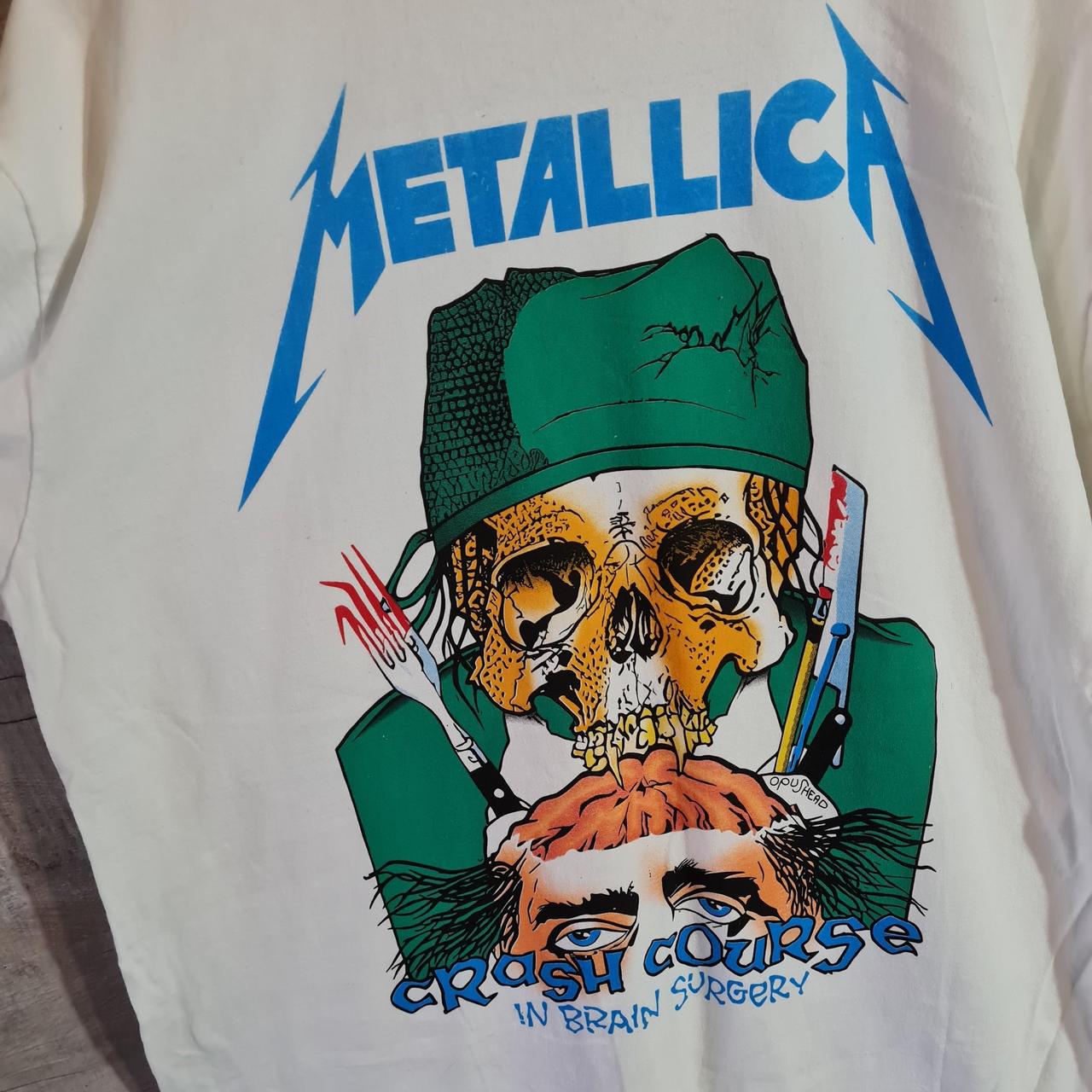 Metallica Single stitch tee shirt white w/ graphic... - Depop