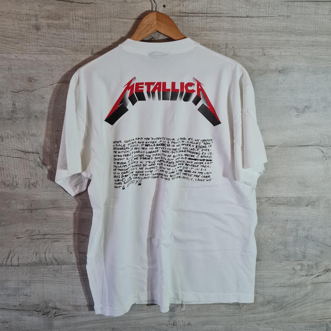 Metallica Single stitch tee shirt white w/ graphic... - Depop