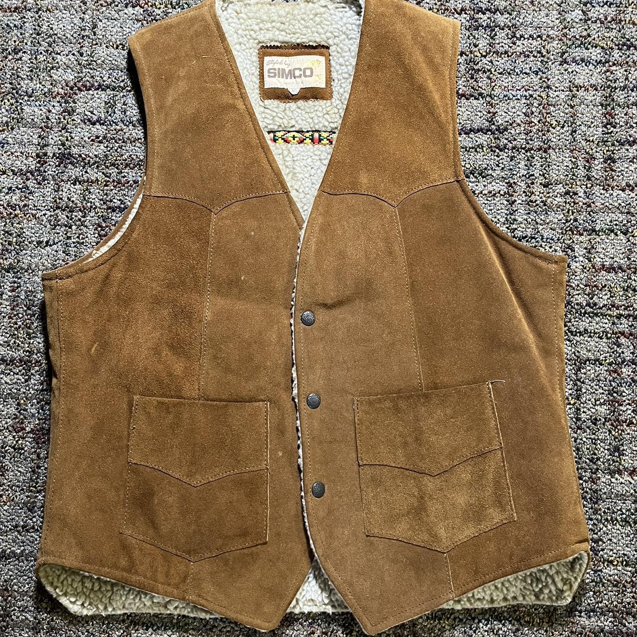 Simco suede vest Genuine leather 8.5/10 condition... - Depop