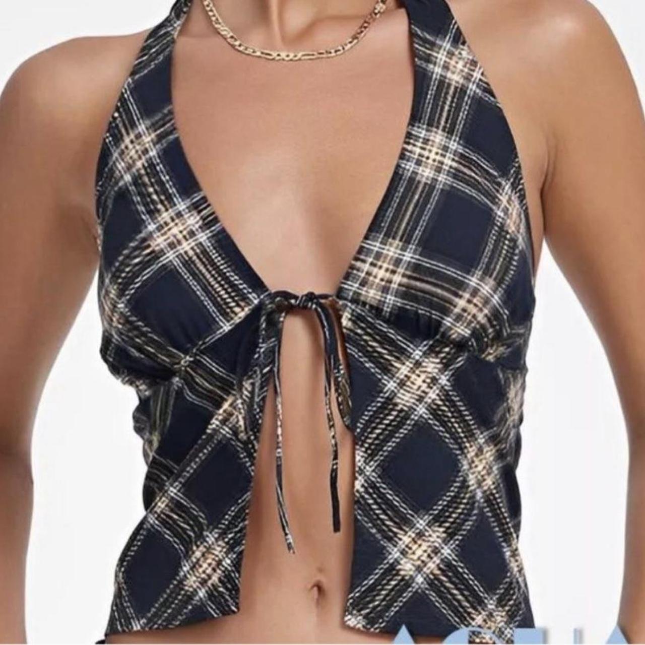 Motel Rocks Plaid Halter Top - Depop