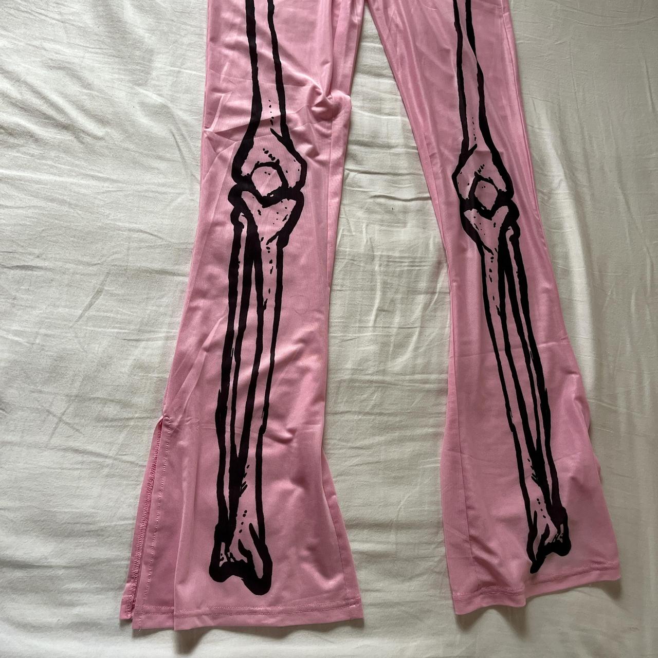 cute pink mesh skeleton pants from Killstar. size... | Depop