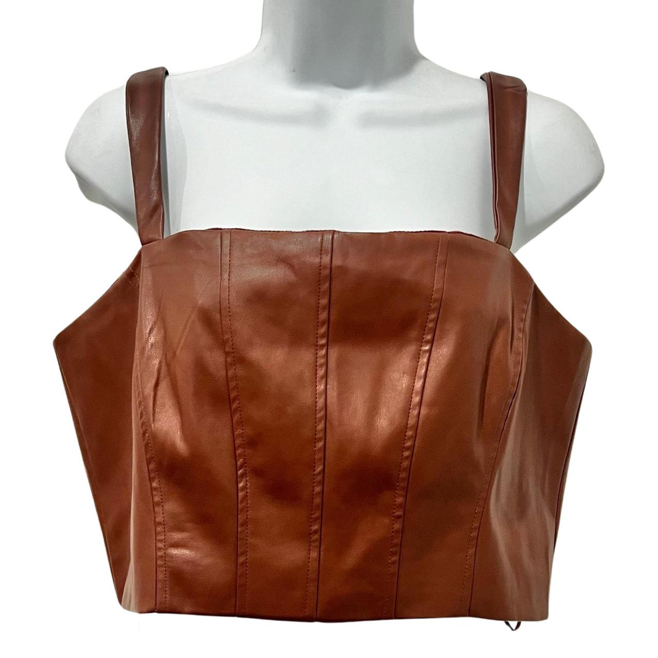 Jason Wu Brown Vegan Leather Corset Top Crop Top sz... - Depop