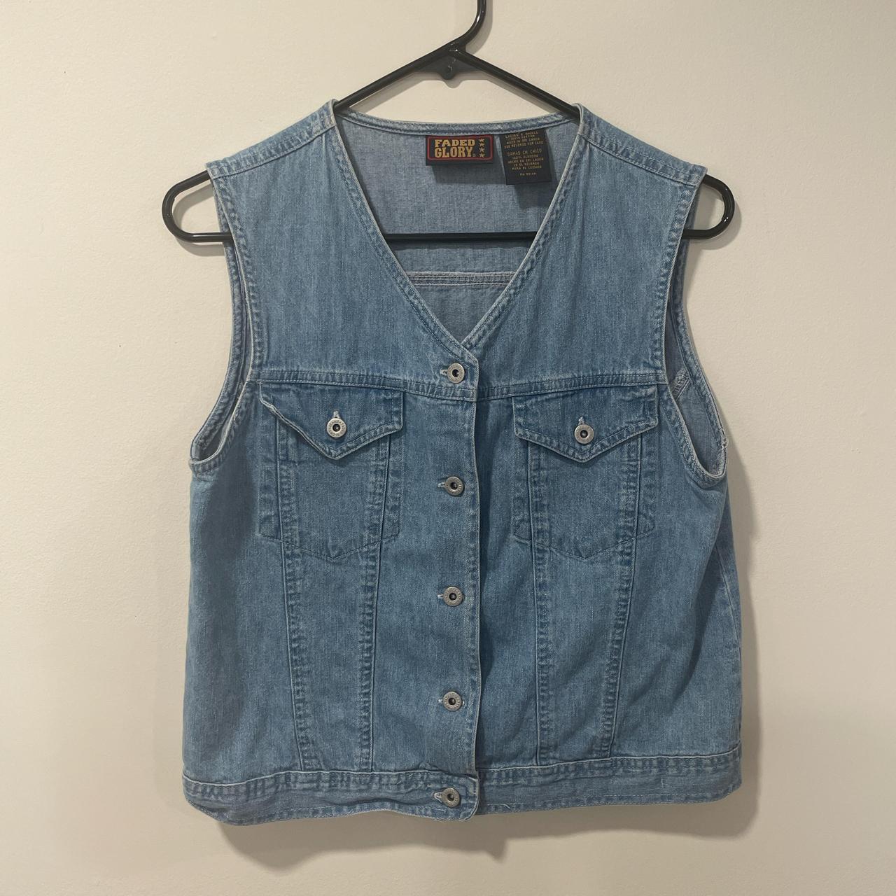 Y2K Sleeveless Denim Vest with two button... | Depop