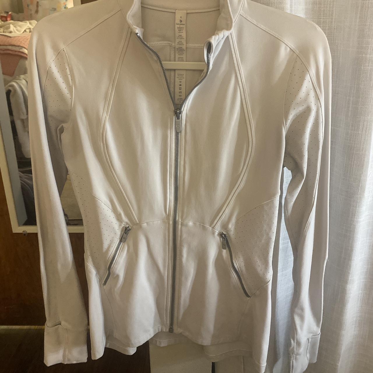 White lululemon zip up jacket #lululemon... - Depop