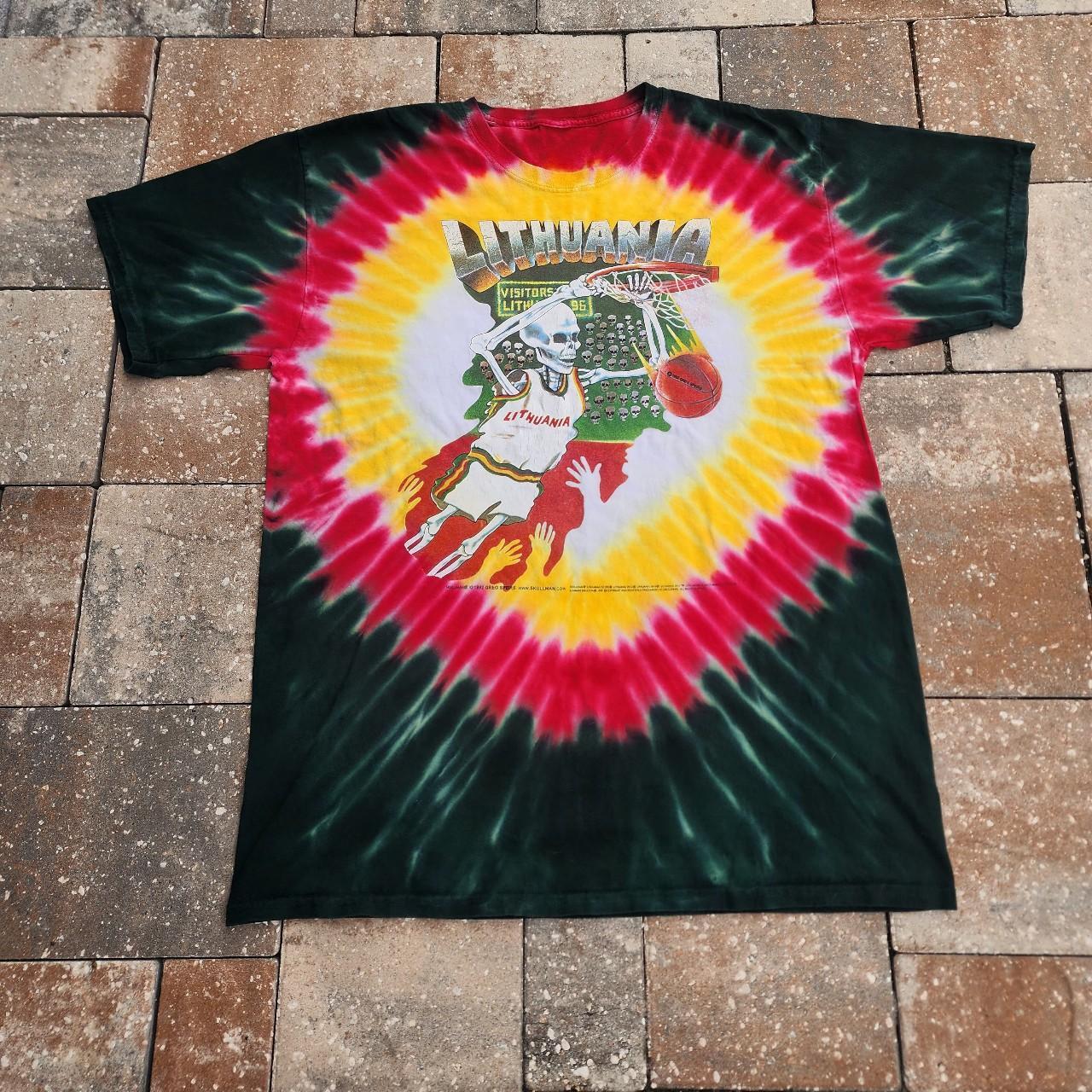 (REPRINT) Skull Man Lithuania 1992 tie-dye... | Depop