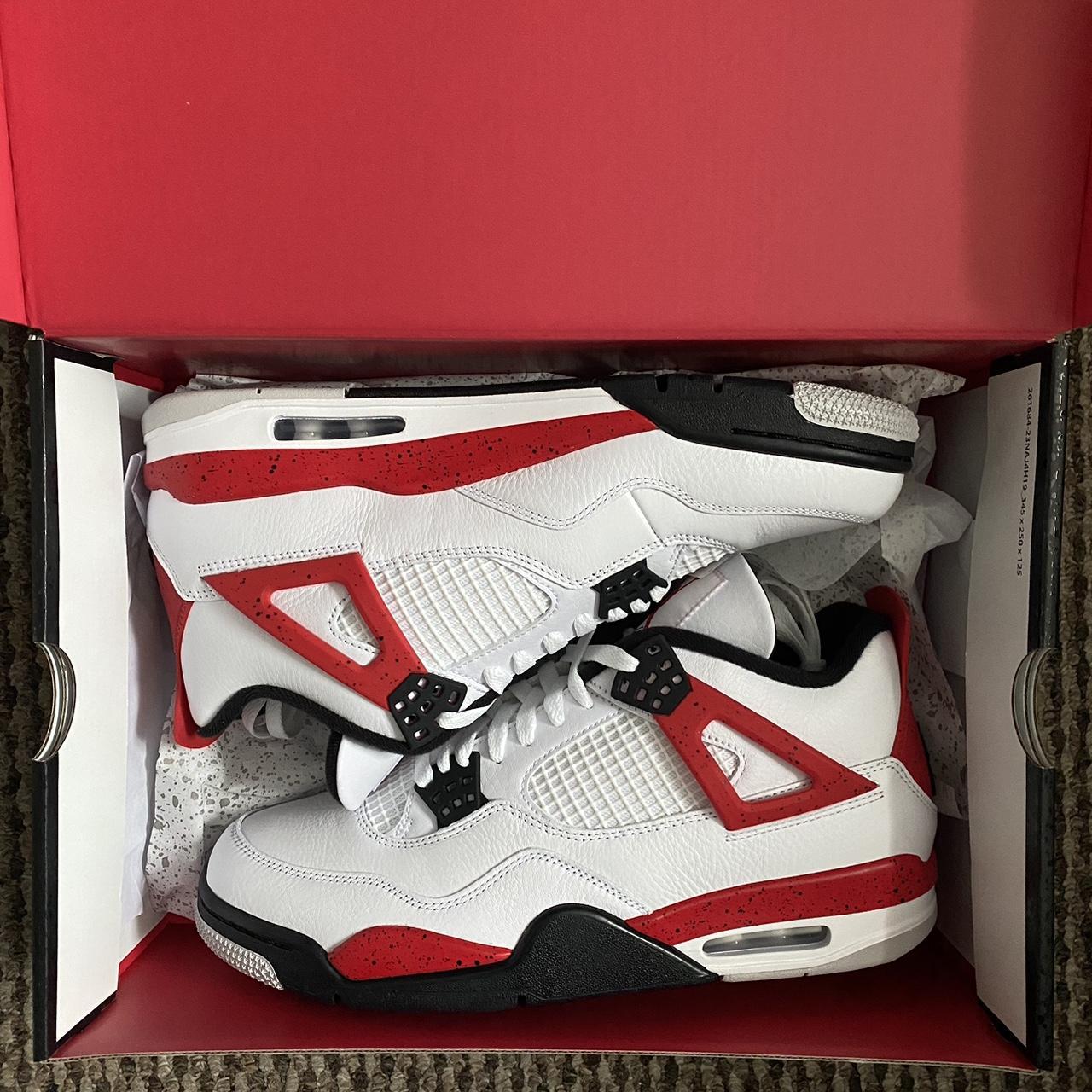 NIKE JORDAN RETRO 4 RED CEMENT UK SIZE 9.5 BRAND... - Depop