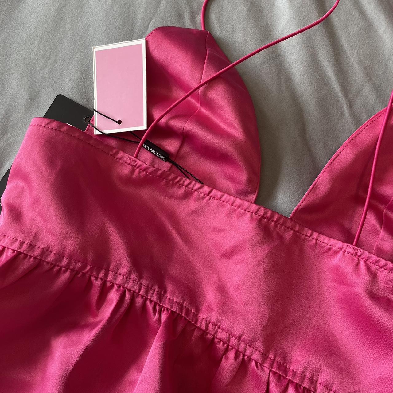 PLT hot pink satin waist detail cami top Brand new... - Depop