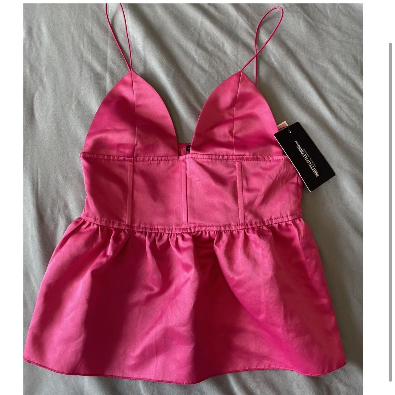 PLT hot pink satin waist detail cami top Brand new... - Depop