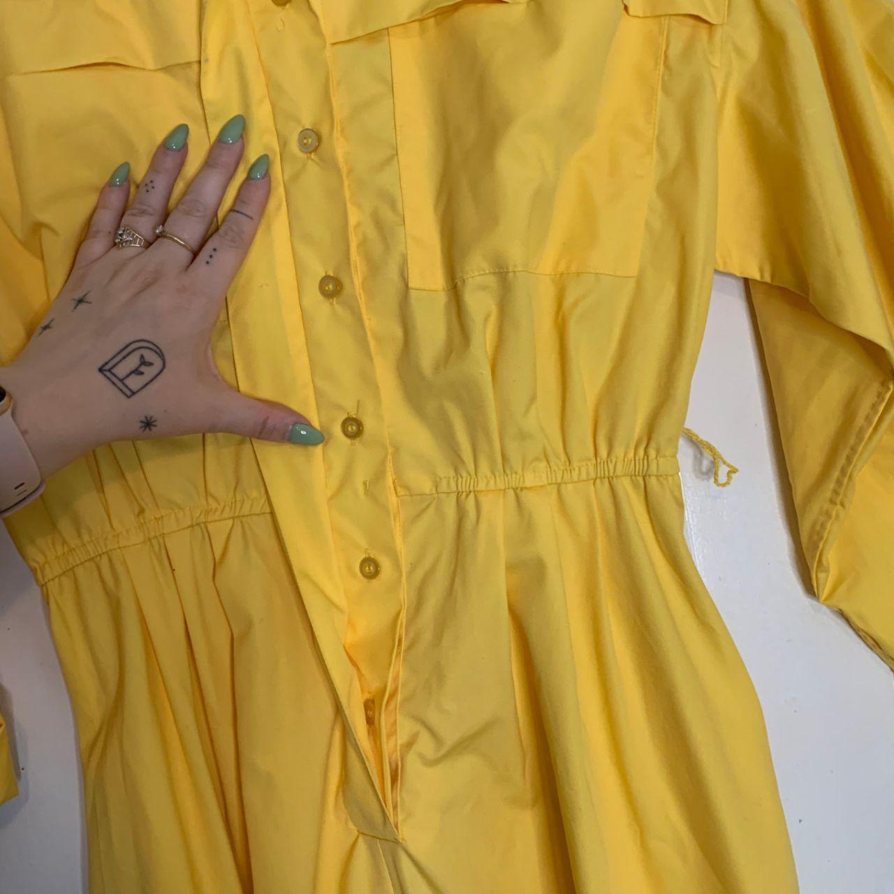 Vintage sunshine yellow long sleeve button up dress.... | Depop
