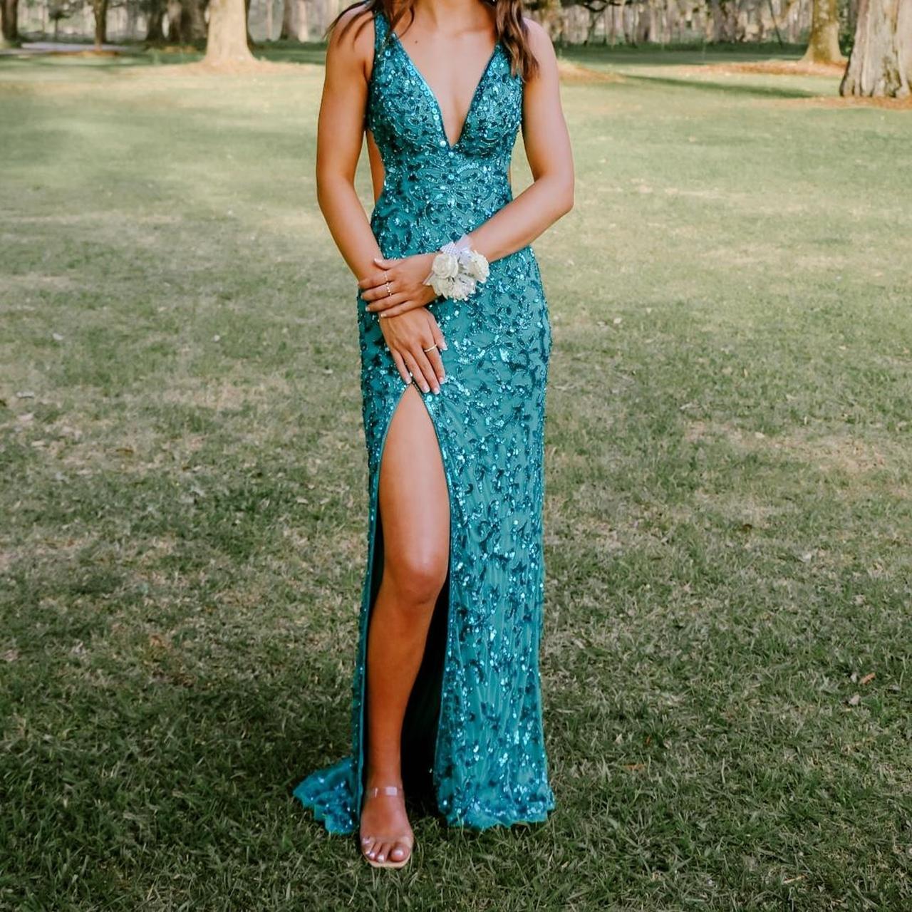 sherri hill jade prom dress sequin fitted gown with... - Depop