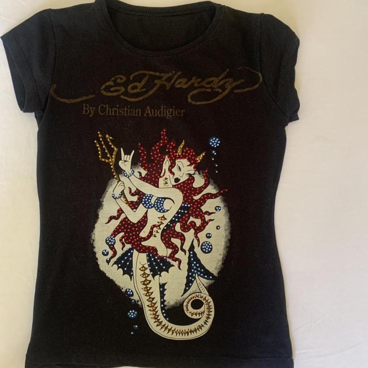 very cute ed hardy baby tee with a mermaid and a... | Depop