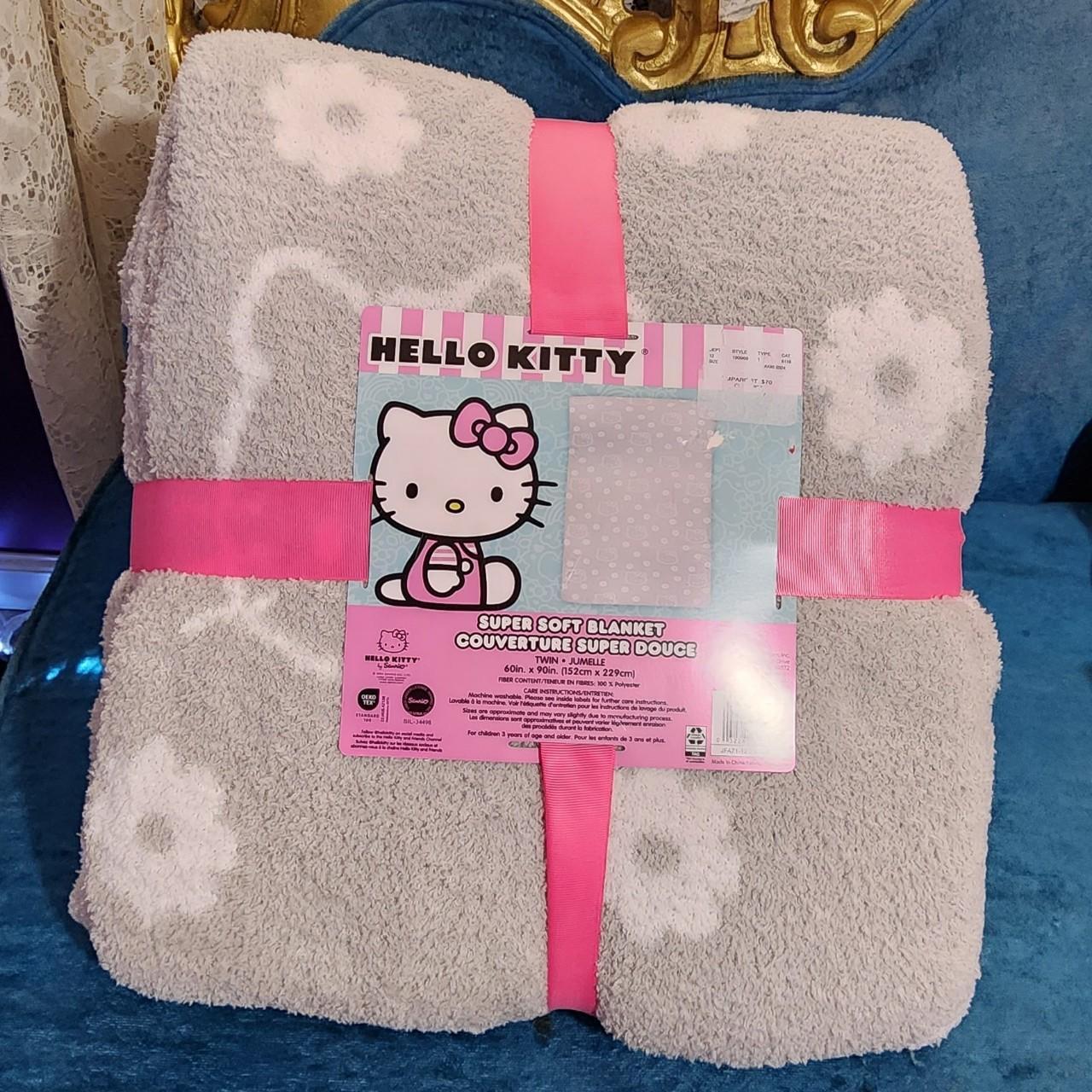 New Hello Kitty Daisy Grey & White Soft Knit Viral... - Depop